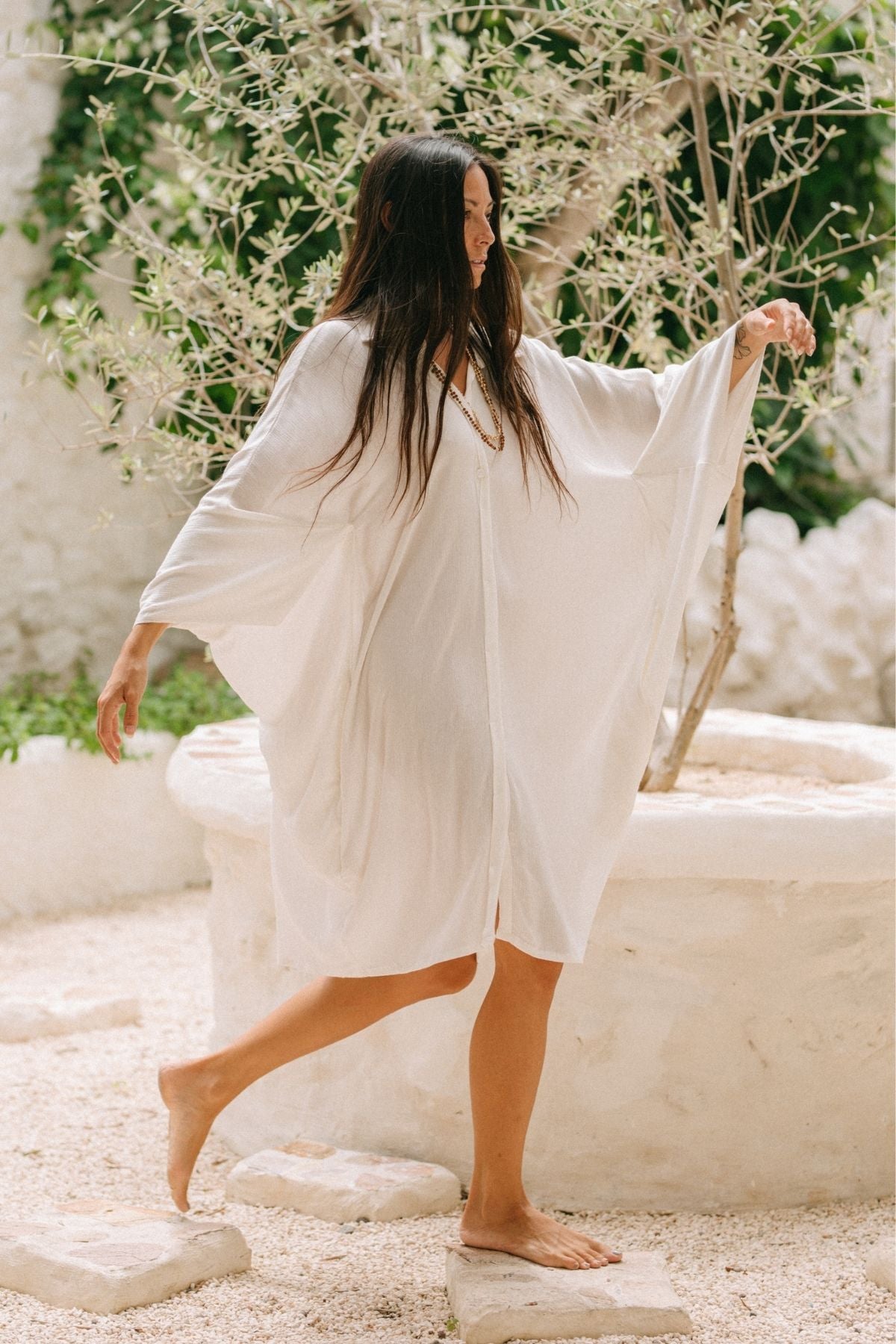 Origami Gown in White Rayon - myrahpenaloza